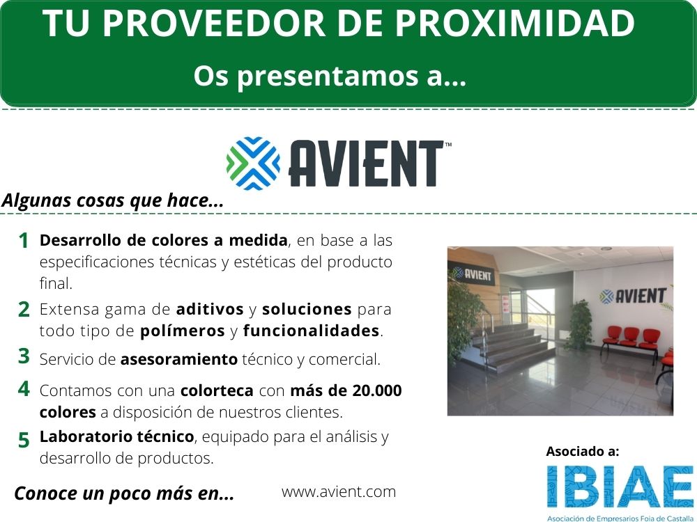PROVEEDOR DE PROXIMIDAD: IQAP MASTERBATCH GROUP, S.L. – AVIENT – IBIAE